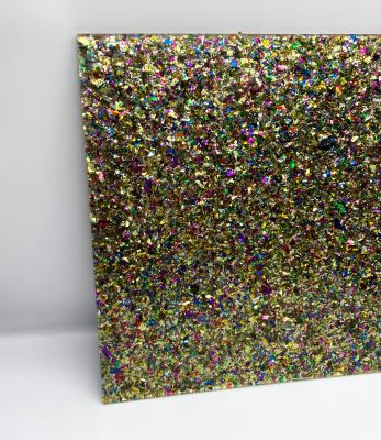 China Colorful Chunky Flakes Glitter Cast Acrylic Sheet For Laser Cut 4mm Thick for sale
