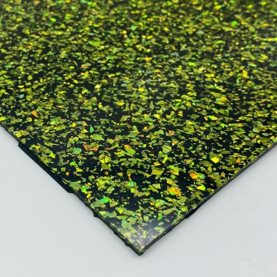 China Green Black Chunk Flakes Cast Acrylic Sheet Panel 1/8 in For Crafts Earrings for sale