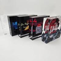 China Solid Clear Acrylic Display UV Printed Logo Block 30mm Thickness Home Decoration for sale