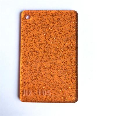 China PMMA Transparent Orange Cast Glitter Acrylic Sheets For Laser Cutting for sale