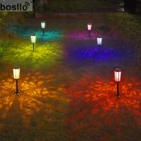 China Amber Light RGB/ White Light RGB Outdoor Solar Lamps With 10LM Luminous Flux In Black for sale