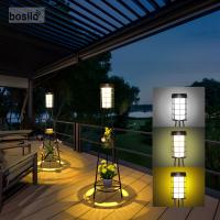 China Retro Solar Lantern with Plant Stand and USB Rechargeable Energy Saving Floor Lights for sale