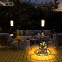 China Retro Solar Lantern with Plant Stand and USB Rechargeable Energy Saving Floor Lights for sale