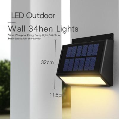 China LED Solar Outdoor Wall Lights 11.8 3.4 32cm Waterproof Energy Saving Lights Suitable for Porch Garden Patio and Security for sale