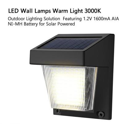 China LED Solar Wall Lamps Warm Light 3000K Outdoor Lighting Solution Featuring 1.2V 1600mA AA NI-MH Battery for Solar Powered for sale