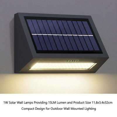 China 1W Solar Wall Lamps Providing 15LM Lumen and Product Size 11.8x3.4x32cm Compact Design for Outdoor Wall Mounted Lighting for sale