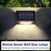 China Motion Sensor Solar Wall Lamps Outdoor Wall Decoration 15LM Suitable for Garden Pathway Security and Eco Friendly Lighting for sale