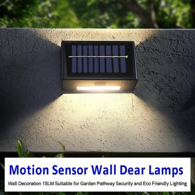 China Motion Sensor Solar Wall Lamps Outdoor Wall Decoration 15LM Suitable for Garden Pathway Security and Eco Friendly Lighting for sale