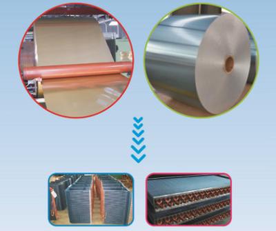 China Blue / Golden Aluminium Fin Stock Strip 0.095MM Various Width For Air Conditioner for sale