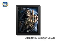 China 3d lenticular decorative wall 3d picture with black frame , 3d flipped image with skull for sale
