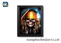 China Amazing Skull 3d Picture With Black Frame , Depth 3d Stereograph Printing for sale