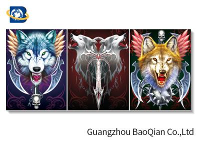 China Wall Art Framed Lenticular Poster 3D , Wolf Animal Image Flip Effect PVC / MDP Frame for sale