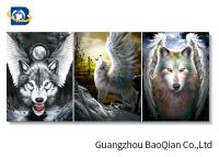 China Angry Wolf Stock 3D Picture Lenticular Flip 0.6MM Thickness With Black MDP Frame for sale