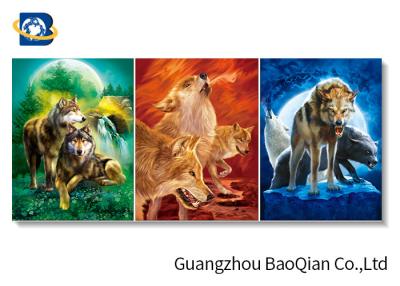 China Angry Wolf Stock 3D Picture Lenticular Flip 0.6MM Thickness With Black MDP Frame for sale