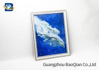 China High Definition 3D Lenticular Dolphin Pictures With White PS Frame / Logo for sale