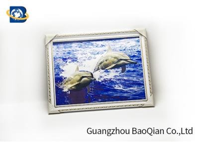 China High Definition 3D Lenticular Dolphin Pictures With White PS Frame / Logo for sale