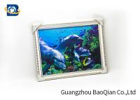 China High Definition 3D Lenticular Dolphin Pictures With White PS Frame / Logo for sale