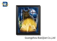China 3d Effect Lenticular Image / Poster With White Mdp Frame , Free Sample Cat Animal Picture for sale
