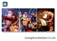 China Unique Designer Christmas Father 3d Picture , 30x40cm 3d Stock Wallpaper With Black Frame for sale