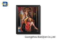 China Beauiful Girl And Beast Wall Decoration With Black Frame , 3d Flip Picture for sale
