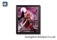 China Beauiful Girl And Beast Wall Decoration With Black Frame , 3d Flip Picture for sale