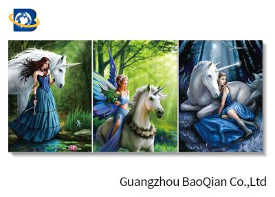 China Beautiful Wall Hanging Picture Of Beautiful Girl And Animal With Frame 30x40cm Size for sale