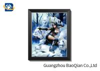 China 3d Flip Effect Picture With Frame Wall Hanging Flip , 3d Pretty Girl And Animal Flip Image for sale
