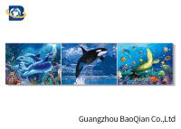 China Dolphins Theme 3D Deep And Flip Effect Lenticular Material Picture With Frame Or Frameless for sale