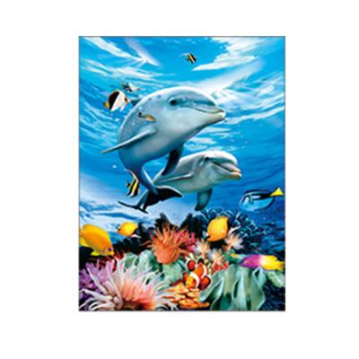 China Living Room Decoration 3D Lenticular Photography Sealife Dolphin Images With Deep Effect for sale