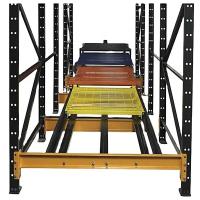 China Warehouse Storage Steel Push Back Racking System Inclined Rail Safety Design for sale