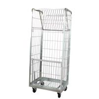 China Warehouse Foldable Wire Mesh Cage , Steel Nestable Roll Cage Trolley Container for sale
