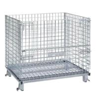 China Collapsible Stack Cargo Storage Industrial Wire Mesh Baskets ,  Cage Logistics Container for sale