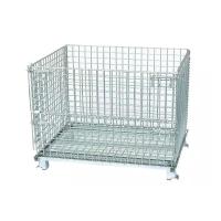 China Manipulator Warehouse Storage Container Welding Folding Steel Wire Mesh Pallet Cage for sale