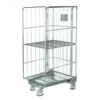 China Folding Wire Mesh Steel Nesting Security Roll Cage Trolley For Warehouse Storage for sale