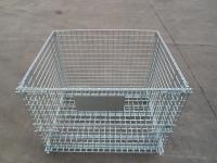 China Manipulator Warehouse Storage Container Welding Folding Steel Wire Mesh Pallet Cage for sale