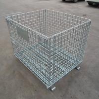 China Collapsible Galvanized Storage Bins Foldable Wire Mesh Container With Top Cover Dividers for sale