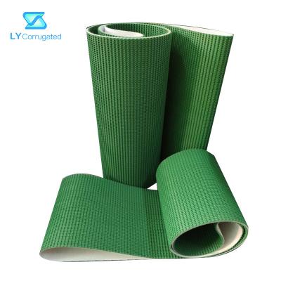 China Corrugated Cardboard Green PVC Inclining Conveyor Belt For Auto Basket Stacker for sale
