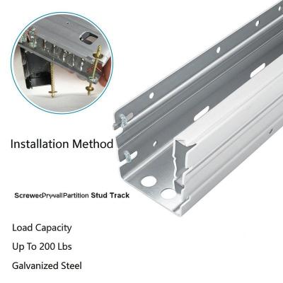 China Galvanized Steel Drywall Partition Stud Track with Up To 200 Lbs Load Capacity and 1-5/8 Inch X 10 Feet Size for sale