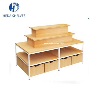 China Light Duty Supermarket Racks Color Wood Modern Style Miniso Storage for sale
