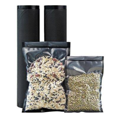 China Food Grade Precut Vacuum Pack Rolls Black / Clear Ziplock Vacuum Seal Storage Rolls for sale