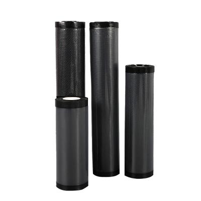 China Precut Heat Black Vacuum Seal Roll Embossed Vacuum Sealer Rolls for sale
