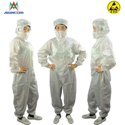 China ESD Cleanroom Smock Class 10000 Polyester Conductive Anti Static Workwear 0.35kg for sale