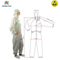 China ESD Cleanroom Smock Class 10000 Polyester Conductive Anti Static Workwear 0.35kg for sale