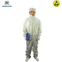 China ESD Cleanroom Smock Class 10000 Polyester Conductive Anti Static Workwear 0.35kg for sale