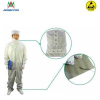 China ESD Cleanroom Smock Class 10000 Polyester Conductive Anti Static Workwear 0.35kg for sale