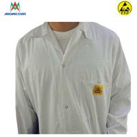 China ESD Cleanroom Smock Class 10000 Polyester Conductive Anti Static Workwear 0.35kg for sale
