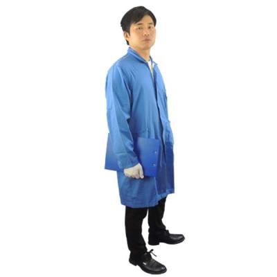 China Cleanroom Lab Blue White Static Dissipative ESD Smock for sale