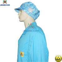 China Anti Bacteria ESD Smock With Hood 10e9 Ohm 50 Washings Cleanroom Garment for sale