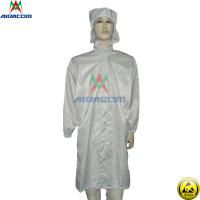 China Anti Bacteria ESD Smock With Hood 10e9 Ohm 50 Washings Cleanroom Garment for sale