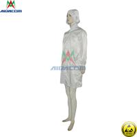China Anti Bacteria ESD Smock With Hood 10e9 Ohm 50 Washings Cleanroom Garment for sale
